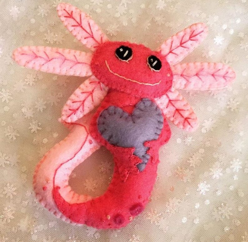 Axolotl Love a PDF Pattern for a Hand Embroidered Felt - Etsy Australia