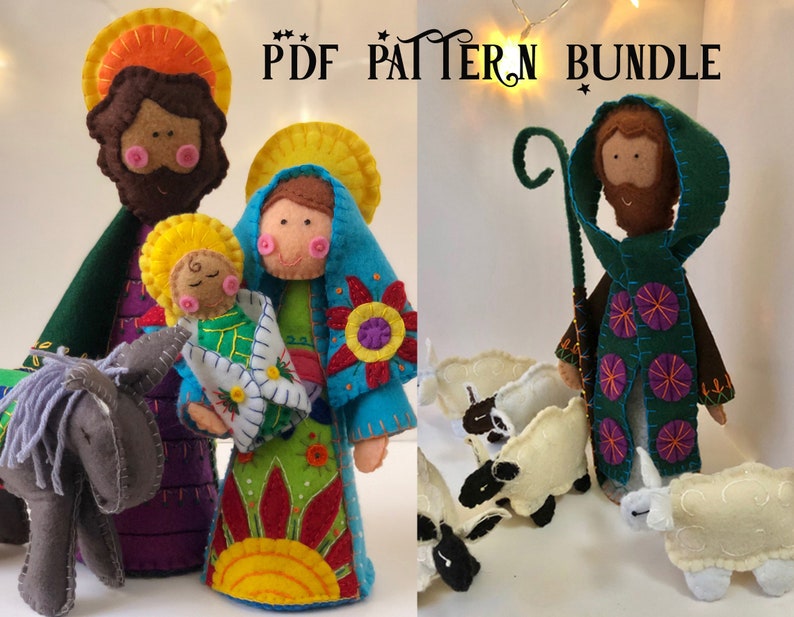 3 PDF Pattern Bundle ~ Nativity Mary & Baby Jesus, Joseph, Donkey ...