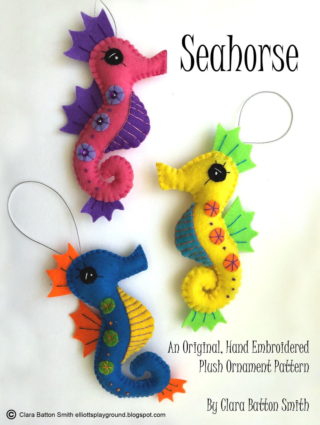 Seahorse ~ a PDF Instant Download Pattern for a Hand Embroidered Felt ...