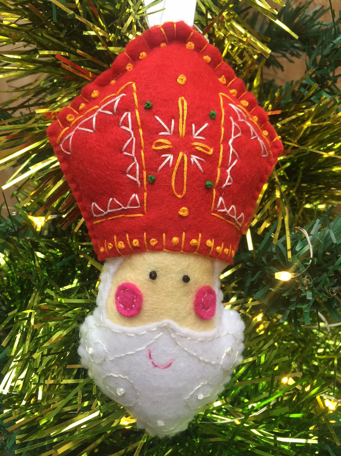 St Nicholas ~ a PDF Pattern, Hand Embroidered Felt St Nicholas Ornament ...