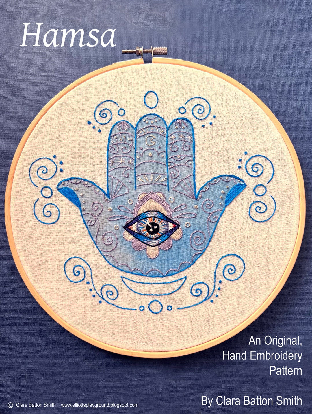 Hamsa Pattern ~ an Original, Hand Embroidery PDF Pattern, DIY Hoop ...