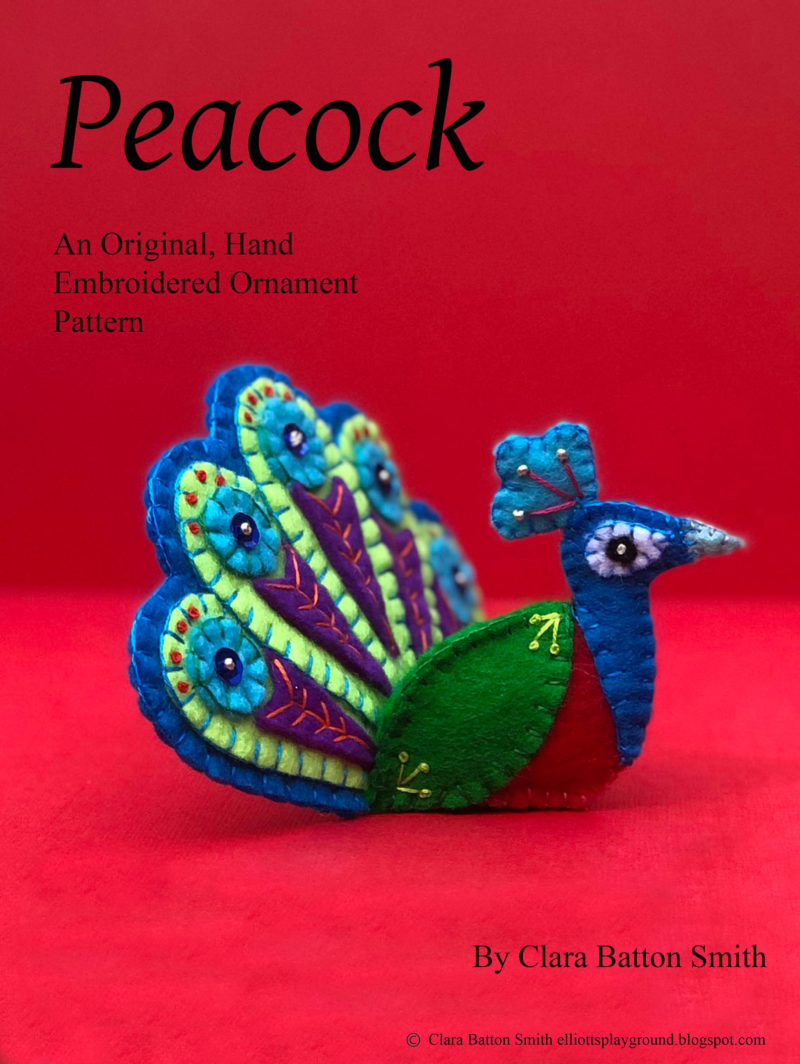 Peacock ~ a PDF Pattern for a Hand Embroidered Felt Plush Ornament ...