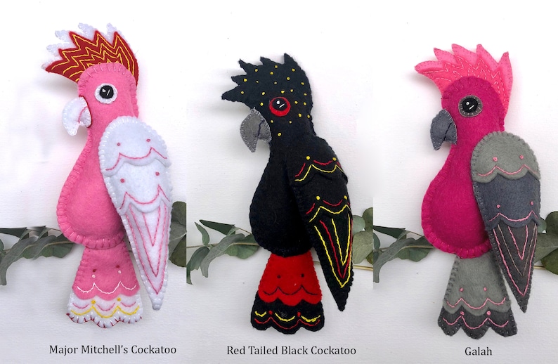 COCKATOO a PDF Pattern for a Hand Embroidered Felt Plush - Etsy