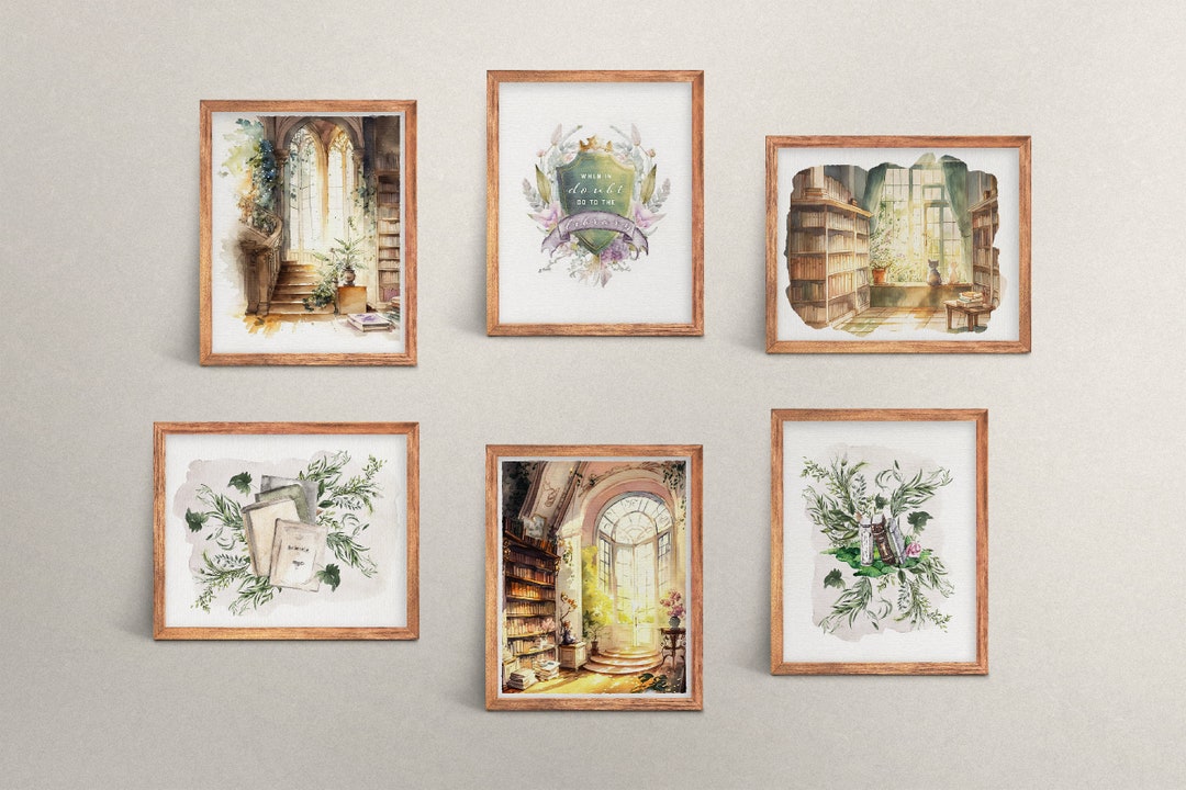 Bookish Gallery Wall Prints Choose Any 6 Prints Set of 6 Cottagecore ...
