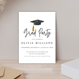 Simple Graduation Invitation TEMPLATE Canva Invite Download Editable ...