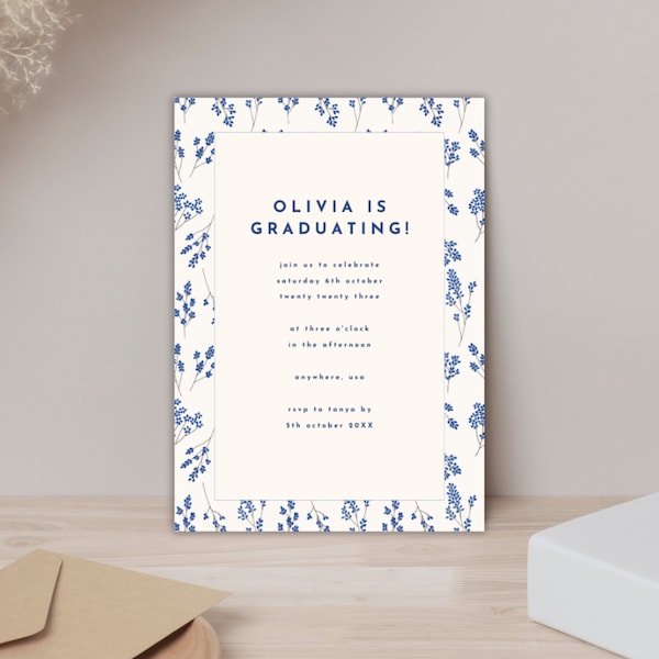 Simple Graduation Invitation TEMPLATE Canva Invite Download Editable ...