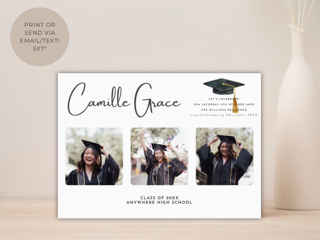 Modern Simple Grad Invitation TEMPLATE Canva Invite Editable Party ...