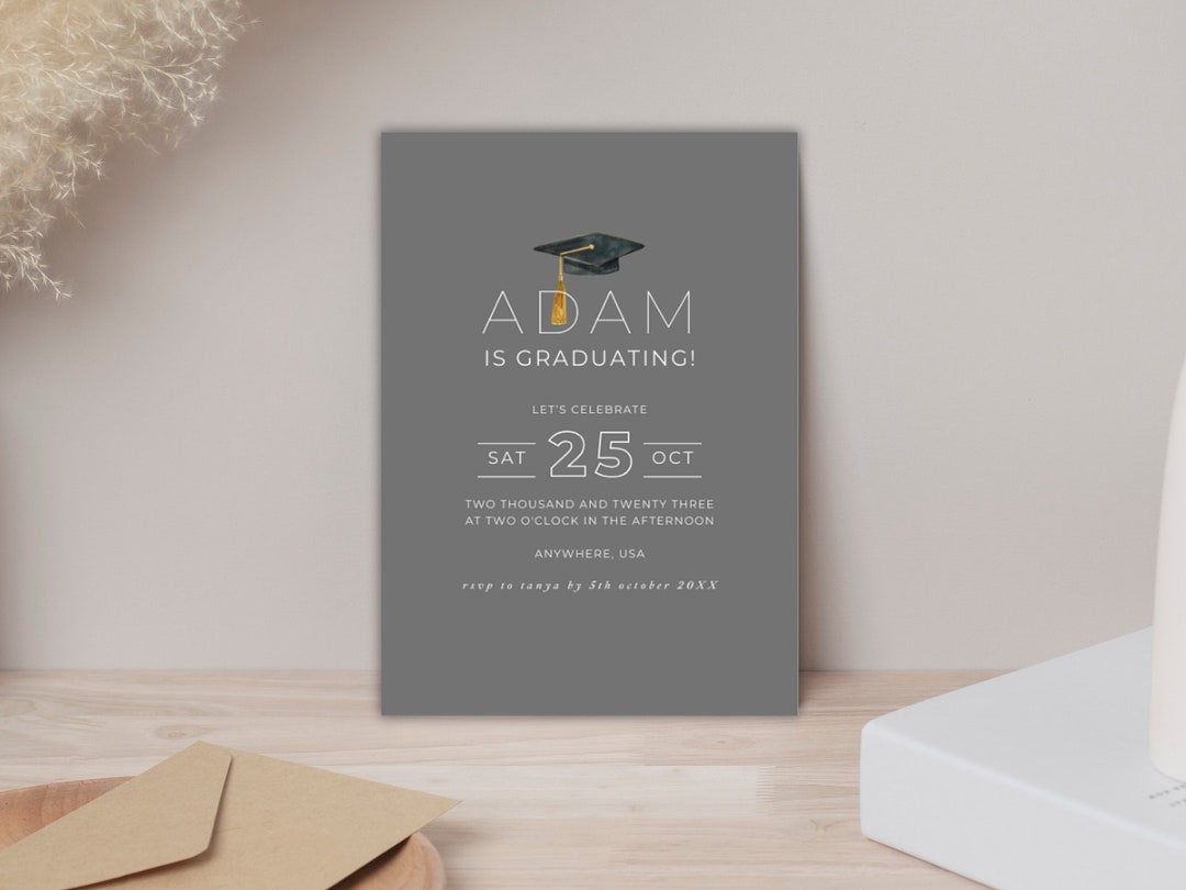 Graduation Invitation TEMPLATE Canva Invite Download Editable Event ...