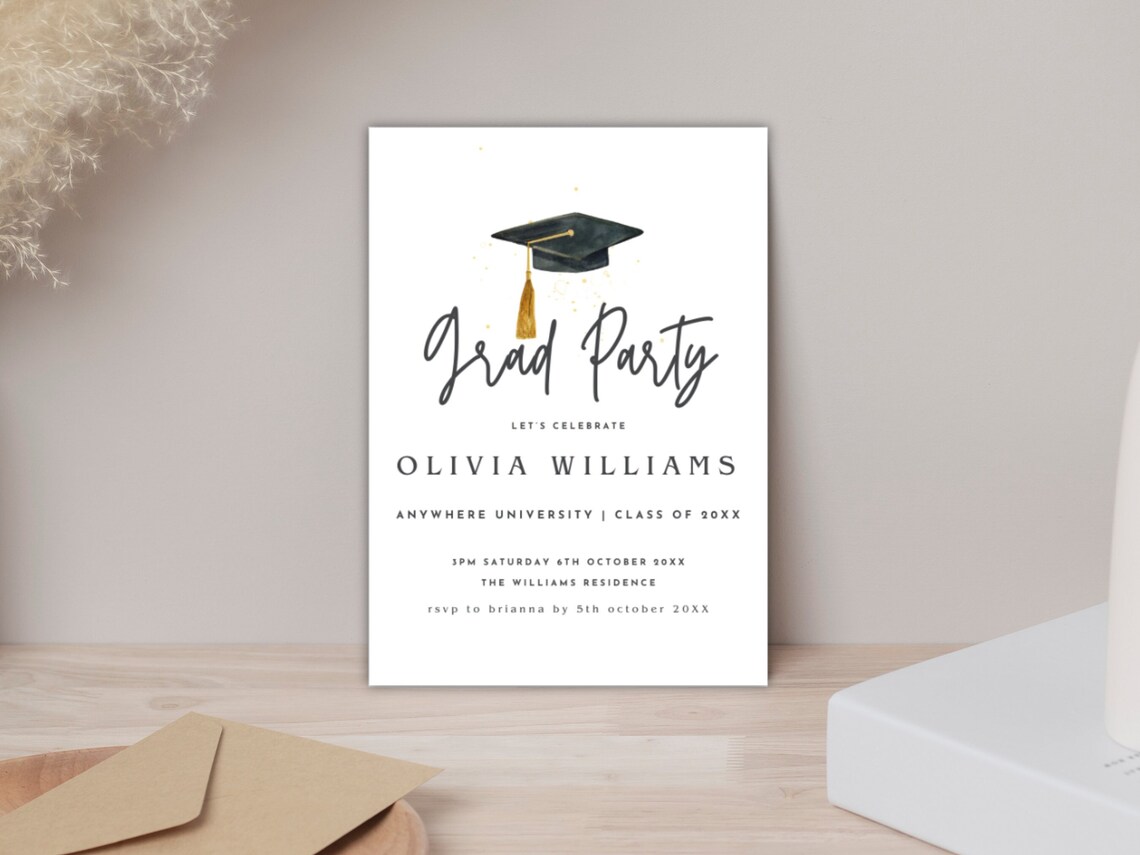 Simple Graduation Invitation TEMPLATE Canva Invite Download Editable ...