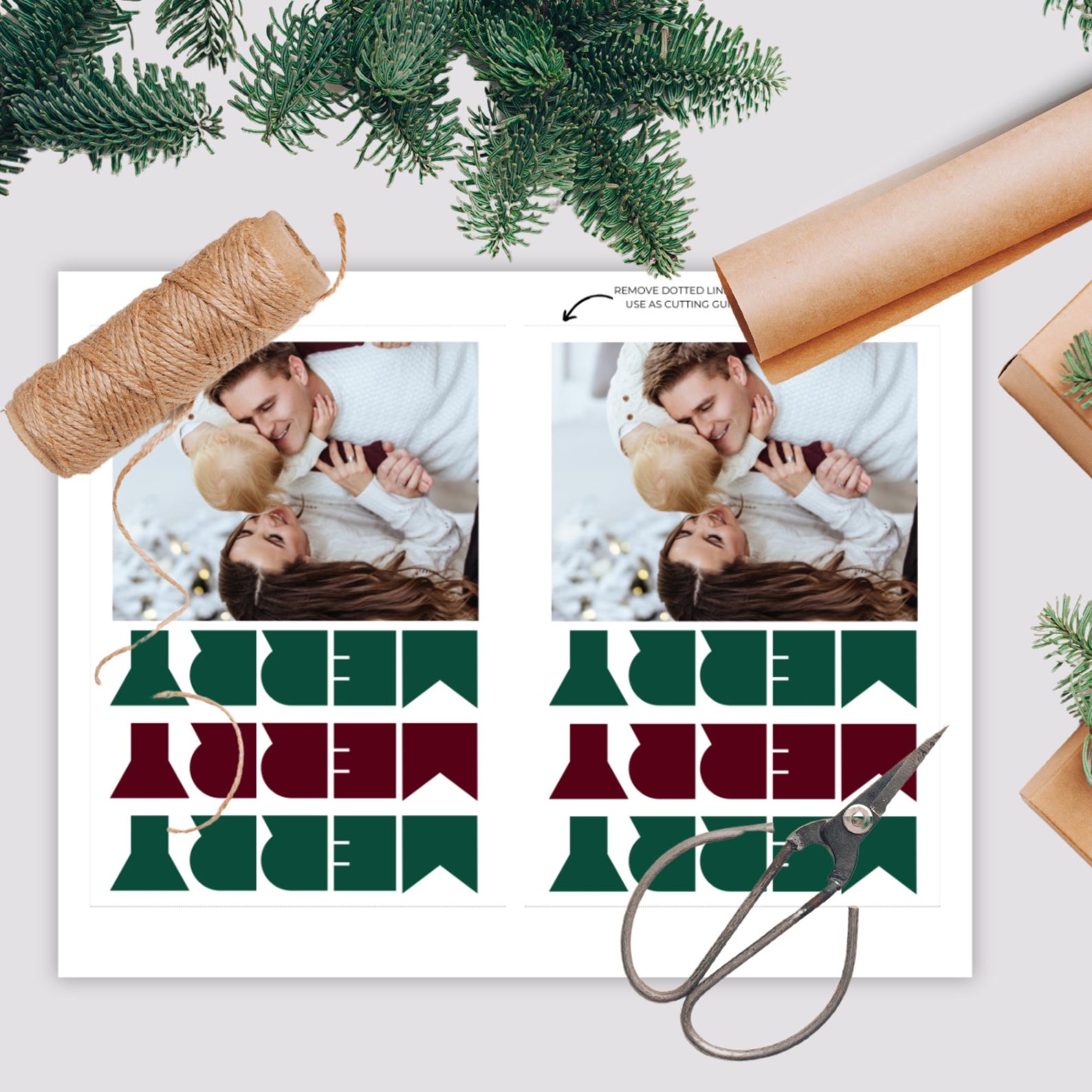 Modern Merry Photo Card Template, Holiday Photo Card, Print Your Own ...