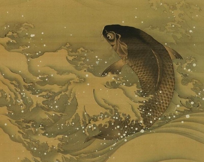 Antique Japanese Wall Art,carp,carp Painting,japanese Kakemono,hanging ...