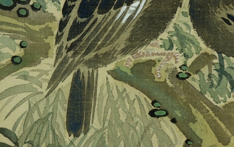 Antique Japanese Wall Hanging Decor,wall Art,bird and Flower,crested ...