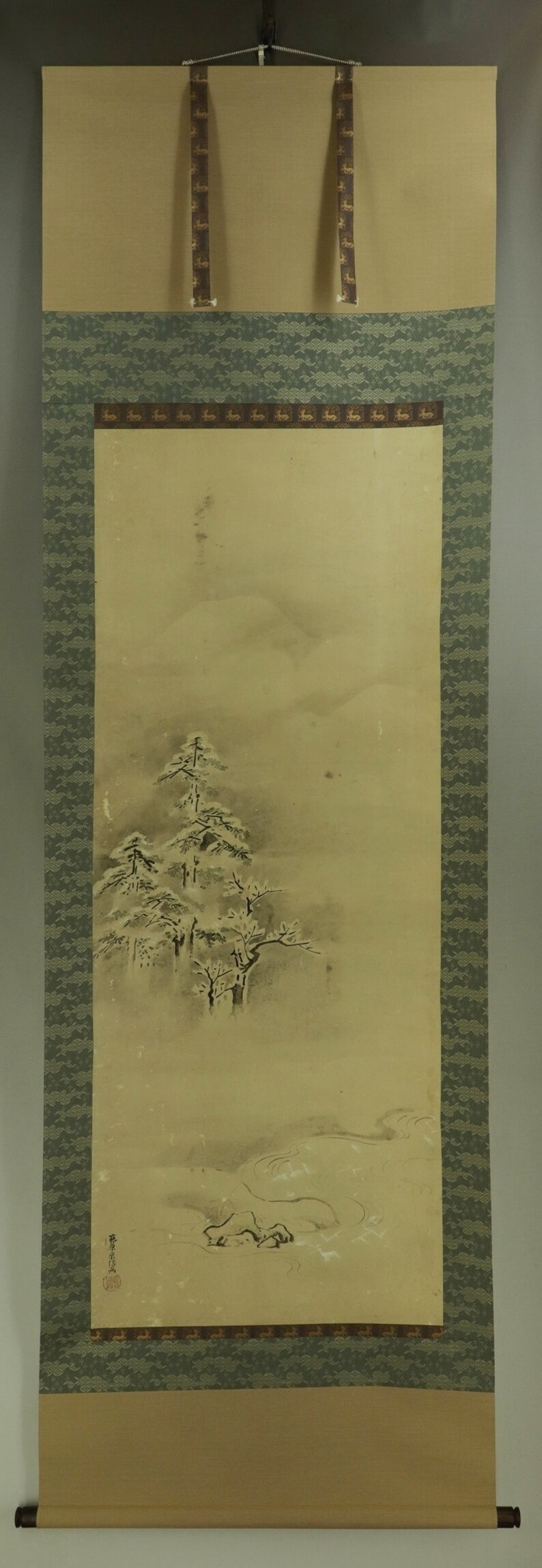 Antique Japanese Wall Hanging Decor,wall Decor,snowy Mountain and ...