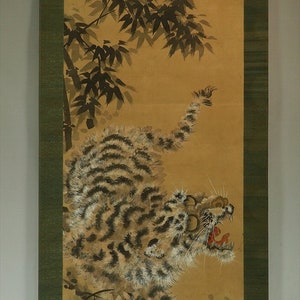 Antique Wall Decor Hanging Scroll Tiger Painting,neko Tora Tiger ...
