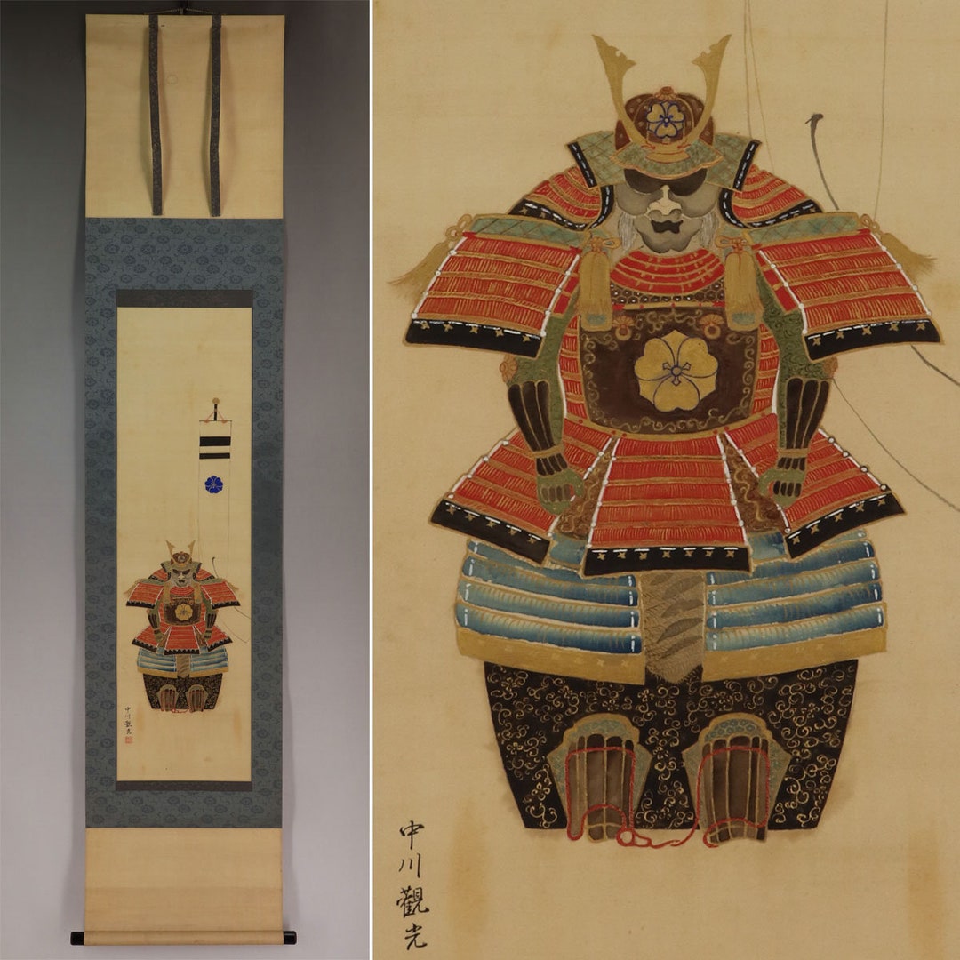 Vintage Japanese Hanging Scroll Painting,samurai Armor,samurai Painting ...