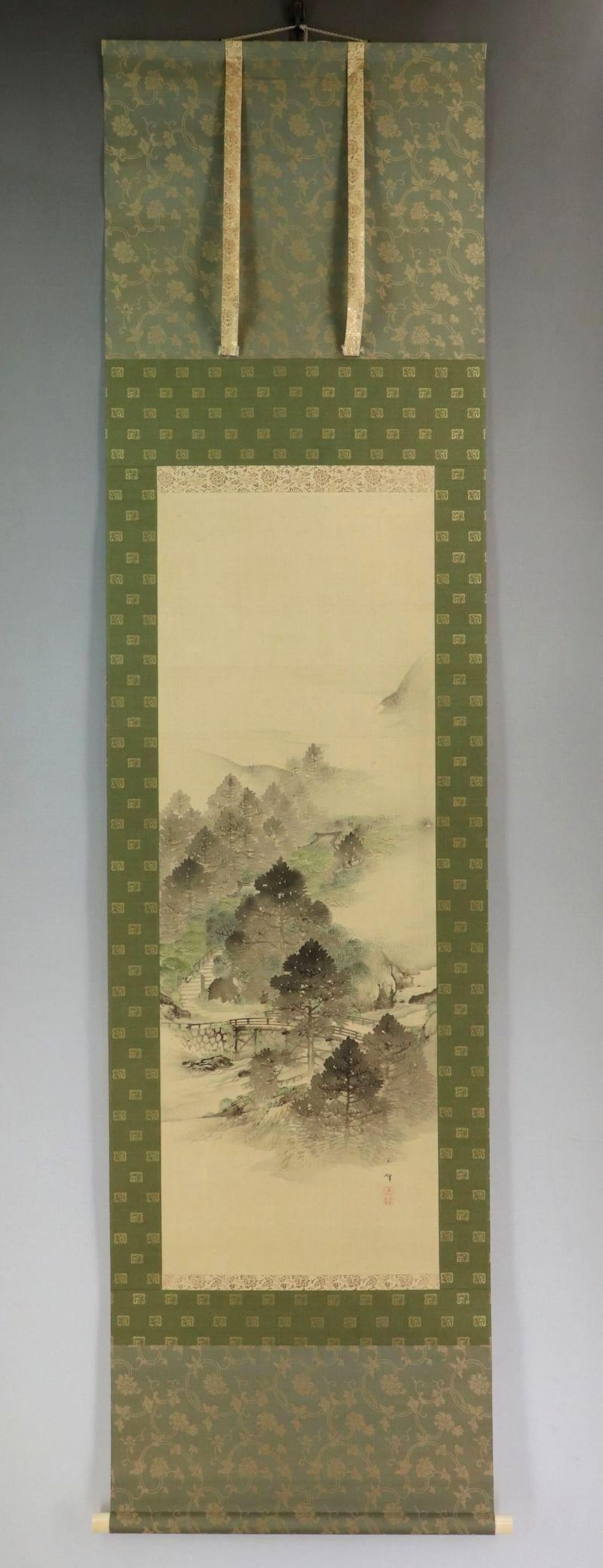 Antique Japanese Scroll Painting – Kyoto Summer Landscape Ink Art ...