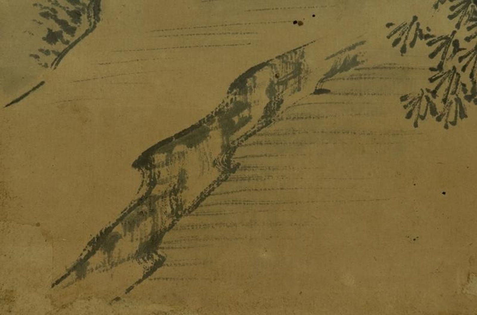 Antique Japanese Hanging Scroll Painting,landscape Painting,landscape ...