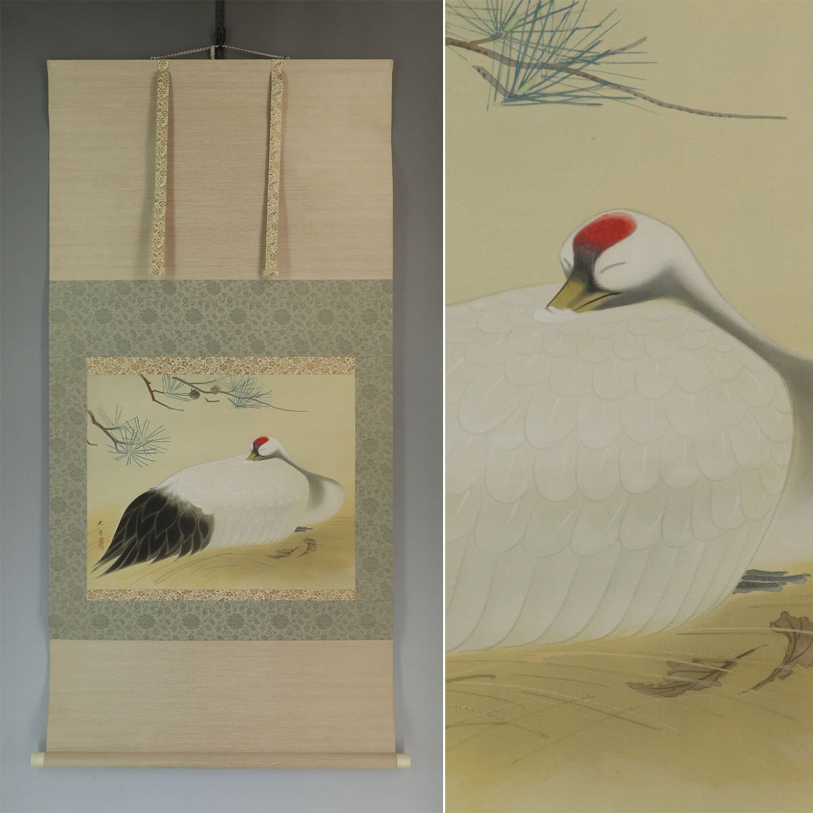 Japanese Hanging Scroll Painting,crane,crane Nesting,crane Painting ...