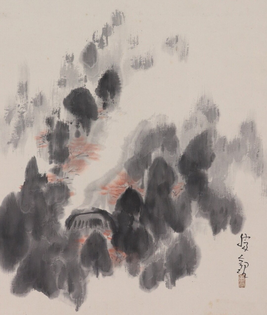 Vintage Hanging Scroll,ink Wash Autumn Landscape,beautiful Sansui ...