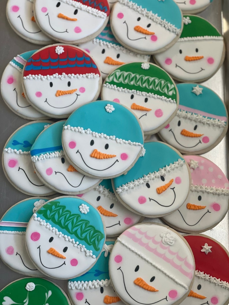One Dozen Snowman Face Cookies - Etsy