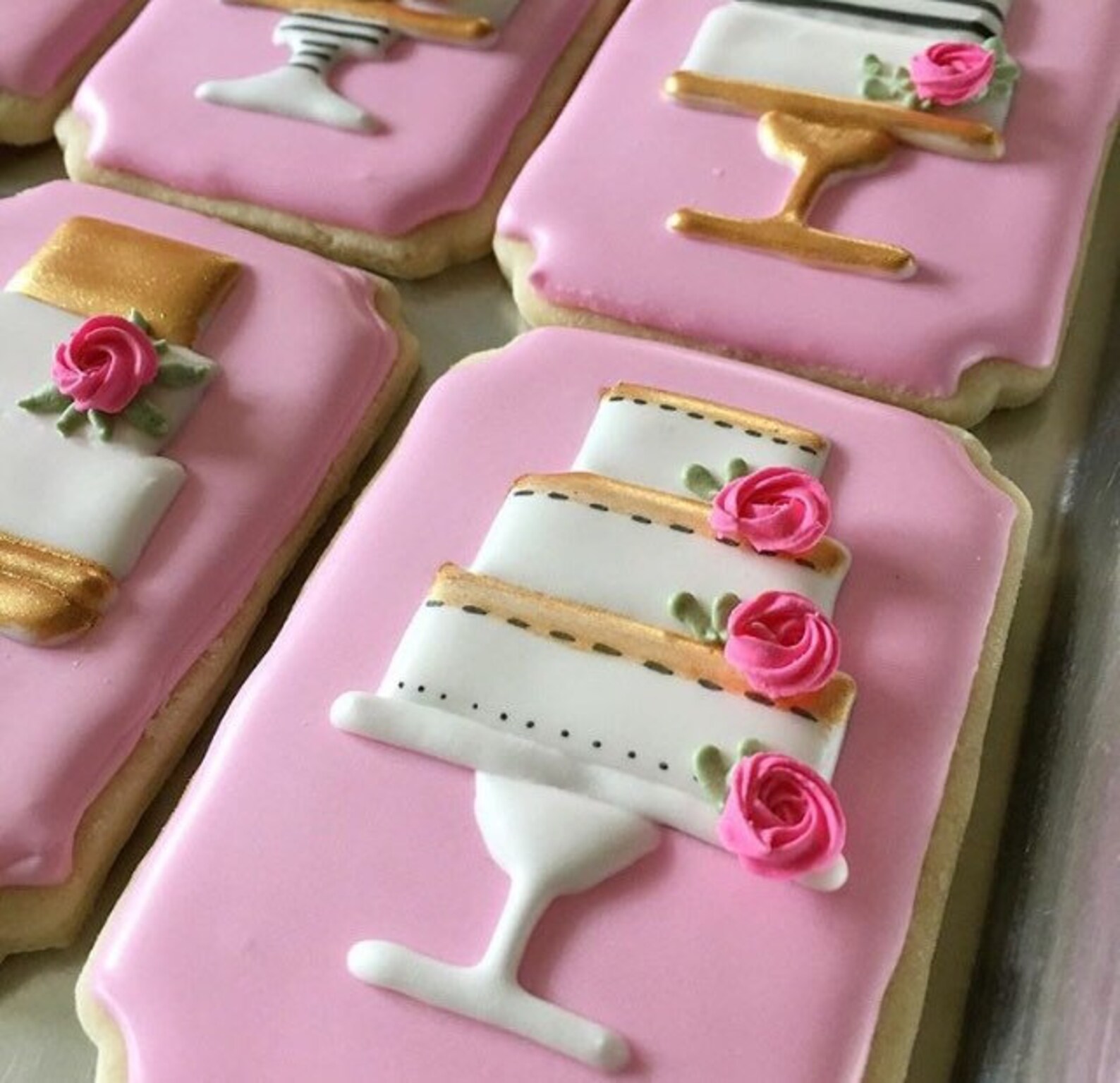 Hand Drawn Wedding Cakes on Plaque Cookie Design - Etsy
