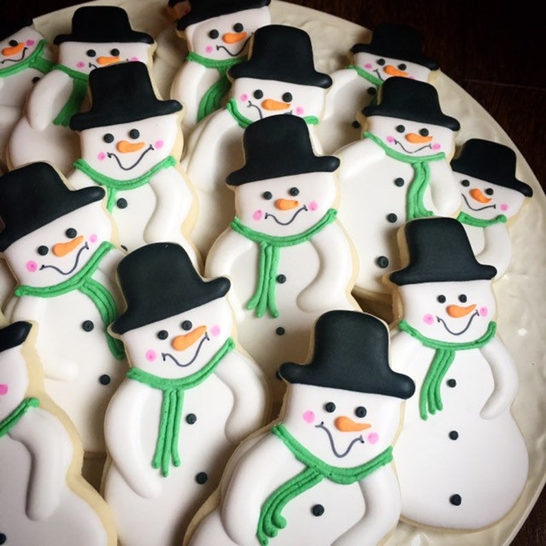 One dozen snowman cookies individually wrapped and tied with a | Etsy