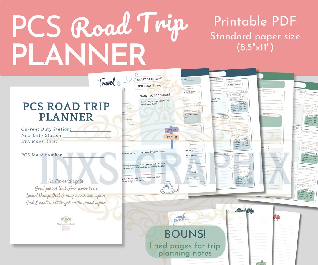 PCS Road Trip Planner Template - Digital PDF - Etsy