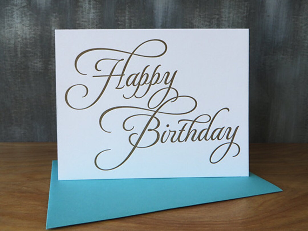 Happy Birthday Script Letterpress Card - Etsy