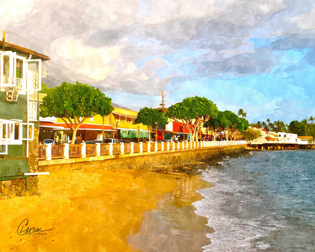 LAHAINA BEACH TOWN Front Street Maui Hawaii - Old Lahaina Town - 8x10 ...