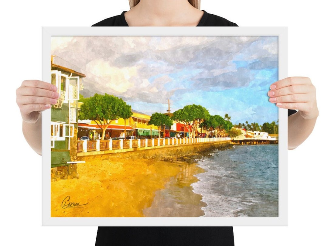 LAHAINA BEACH TOWN Framed Fine Art Prints in 8x10 11x14 16x20 Choose ...