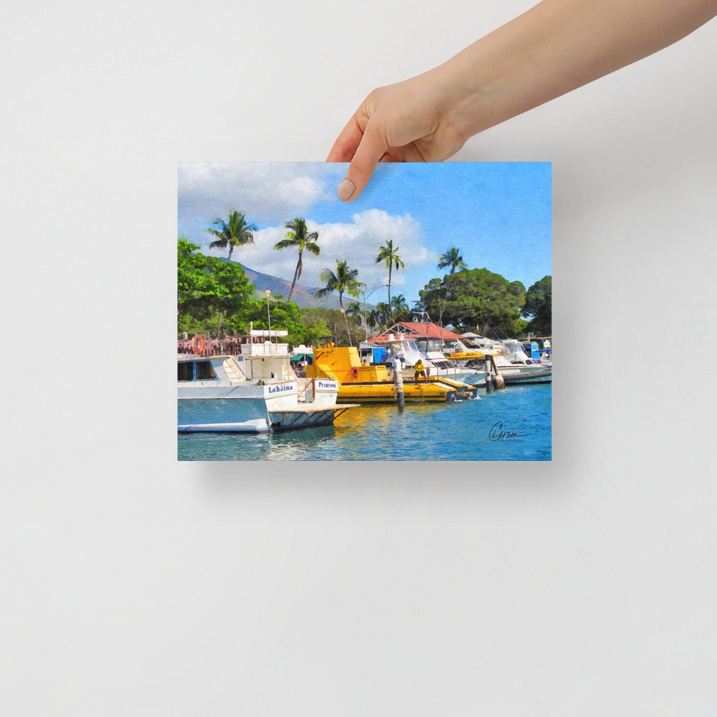 LAHAINA BOAT HARBOR - Lahaina Boats and Palm Trees in the Old Lahaina ...