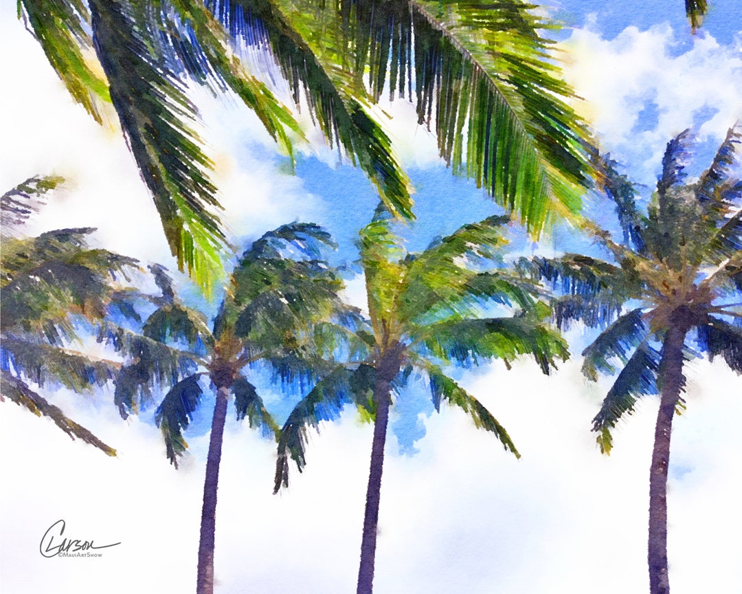 MAUI COCO PALMS Coconut Palm Trees on the Island of Maui Unframed 8x10 ...