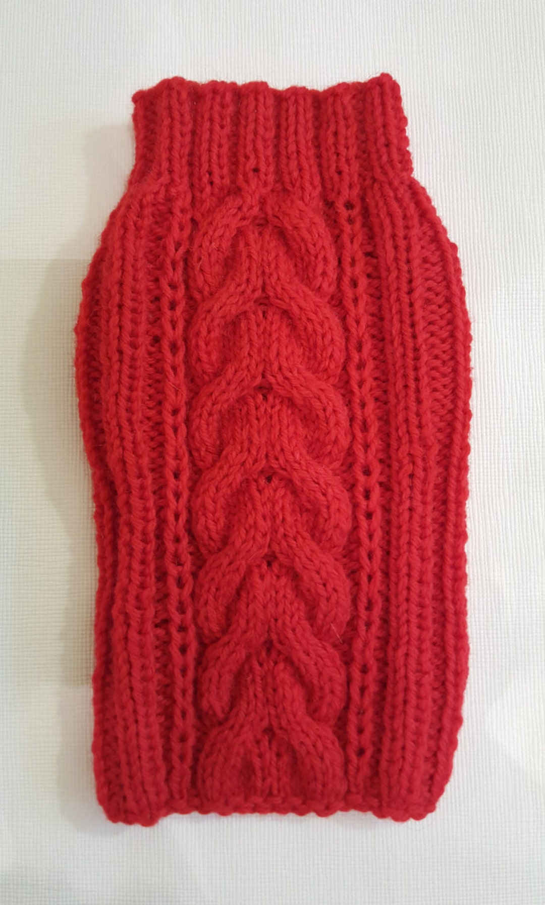 Small Dog Sweater -red Cable Knit Dog Sweater-knitted Dog Sweater-dog ...