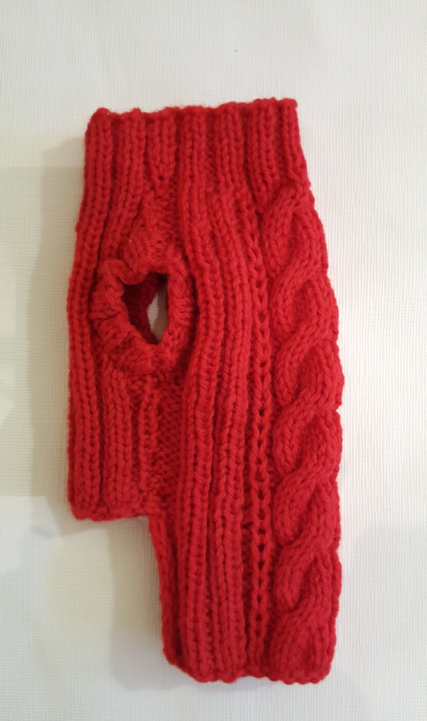 Small Dog Sweater -red Cable Knit Dog Sweater-knitted Dog Sweater-dog ...