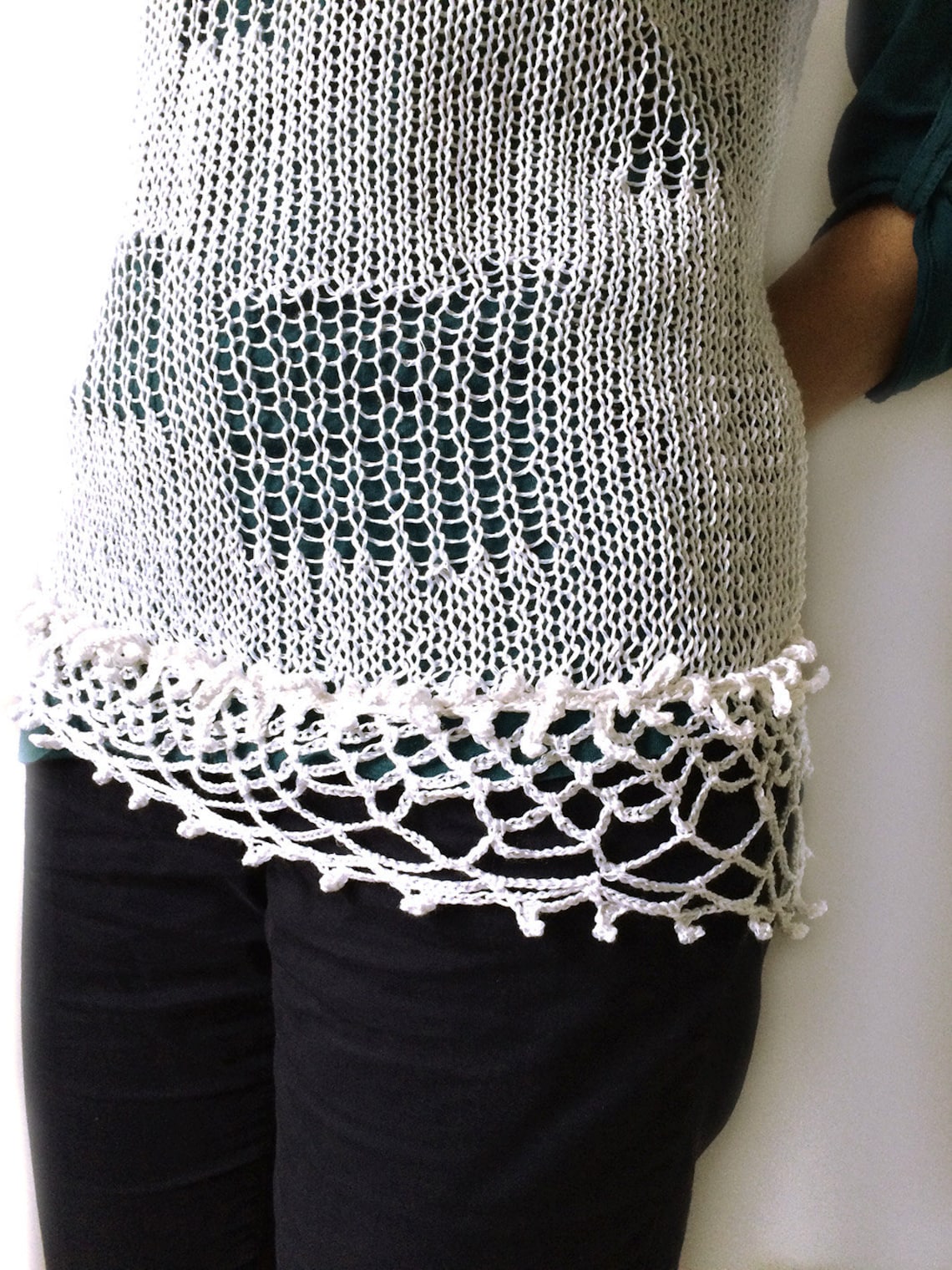 Knitted Summer Tunic/ Knitted Summer Vest/ Beach Tunic/ White Womens ...