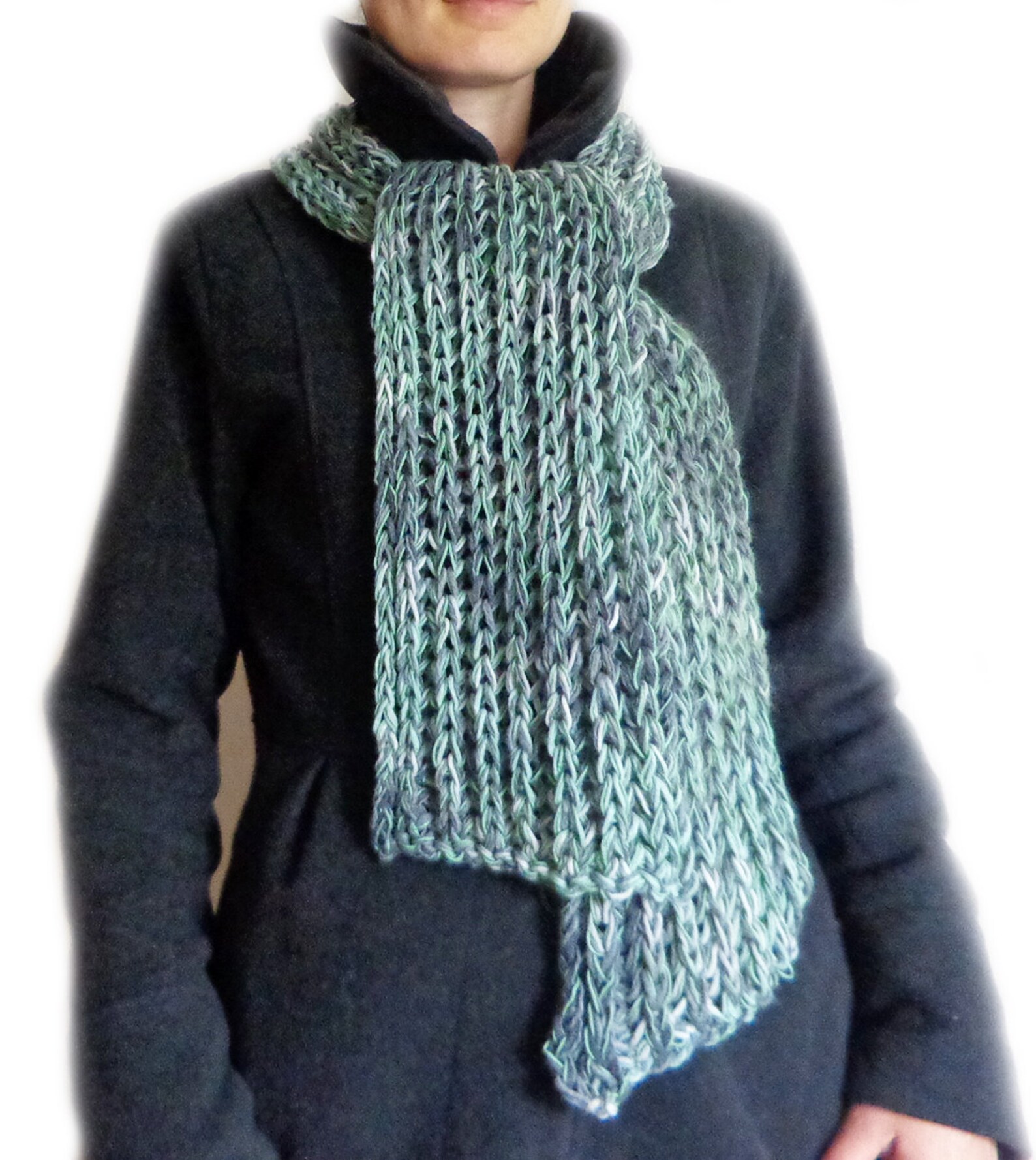 Menta verde gruesa bufanda hecha punto, bufanda larga - Etsy España