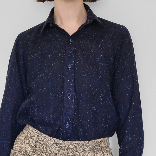 Dark Blue Button up Shirt - Etsy