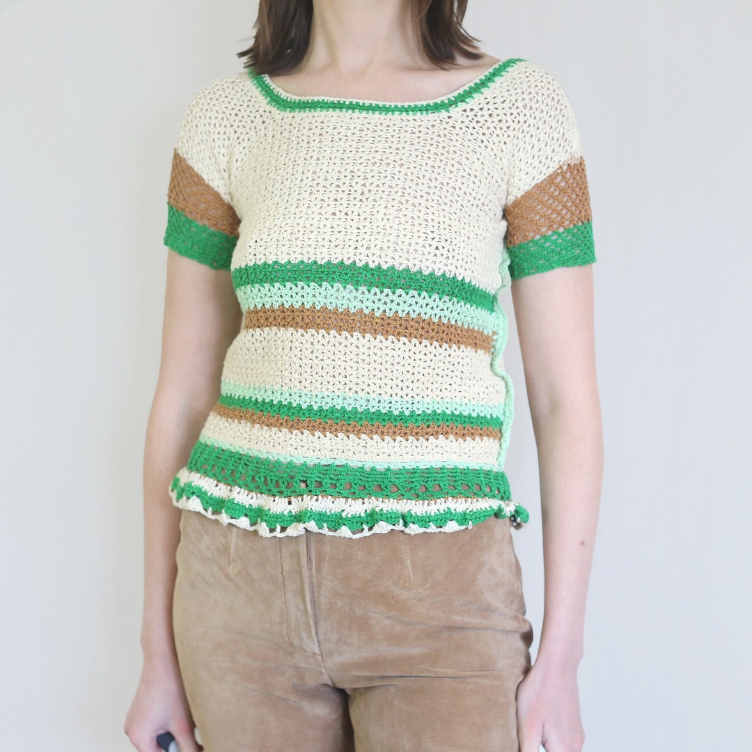Striped Hand Made Crochet Top, XS-S - Etsy