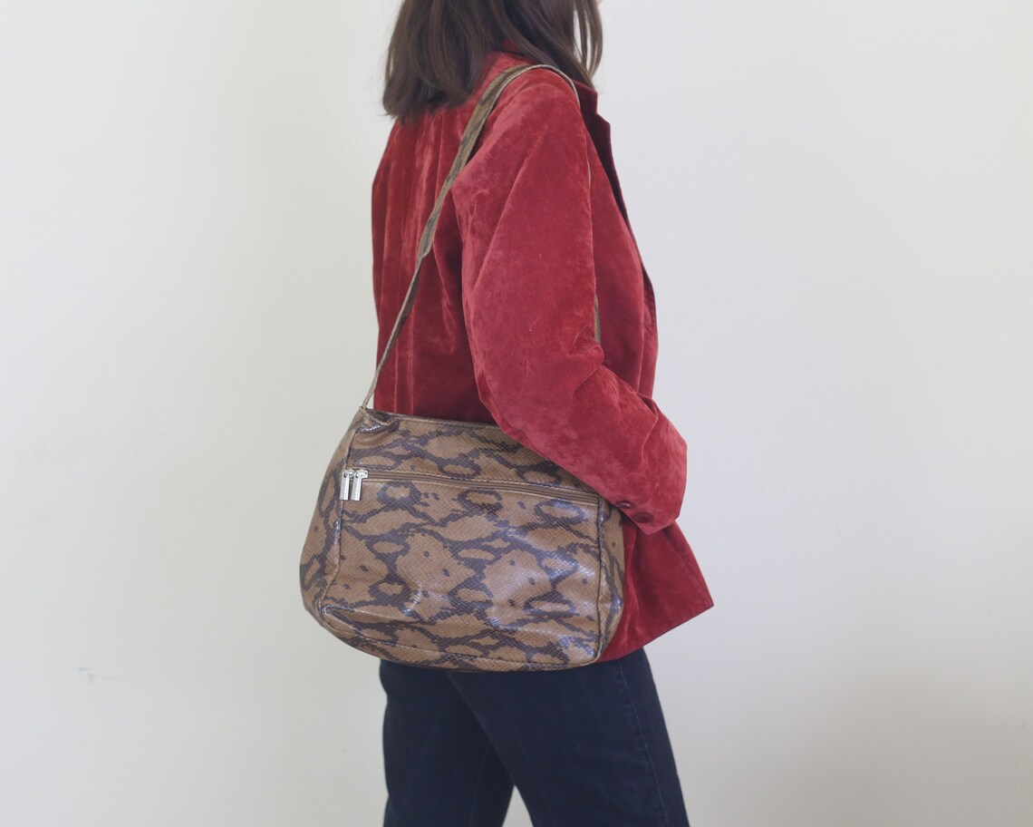 Faux Python Leather Messenger Bag - Etsy