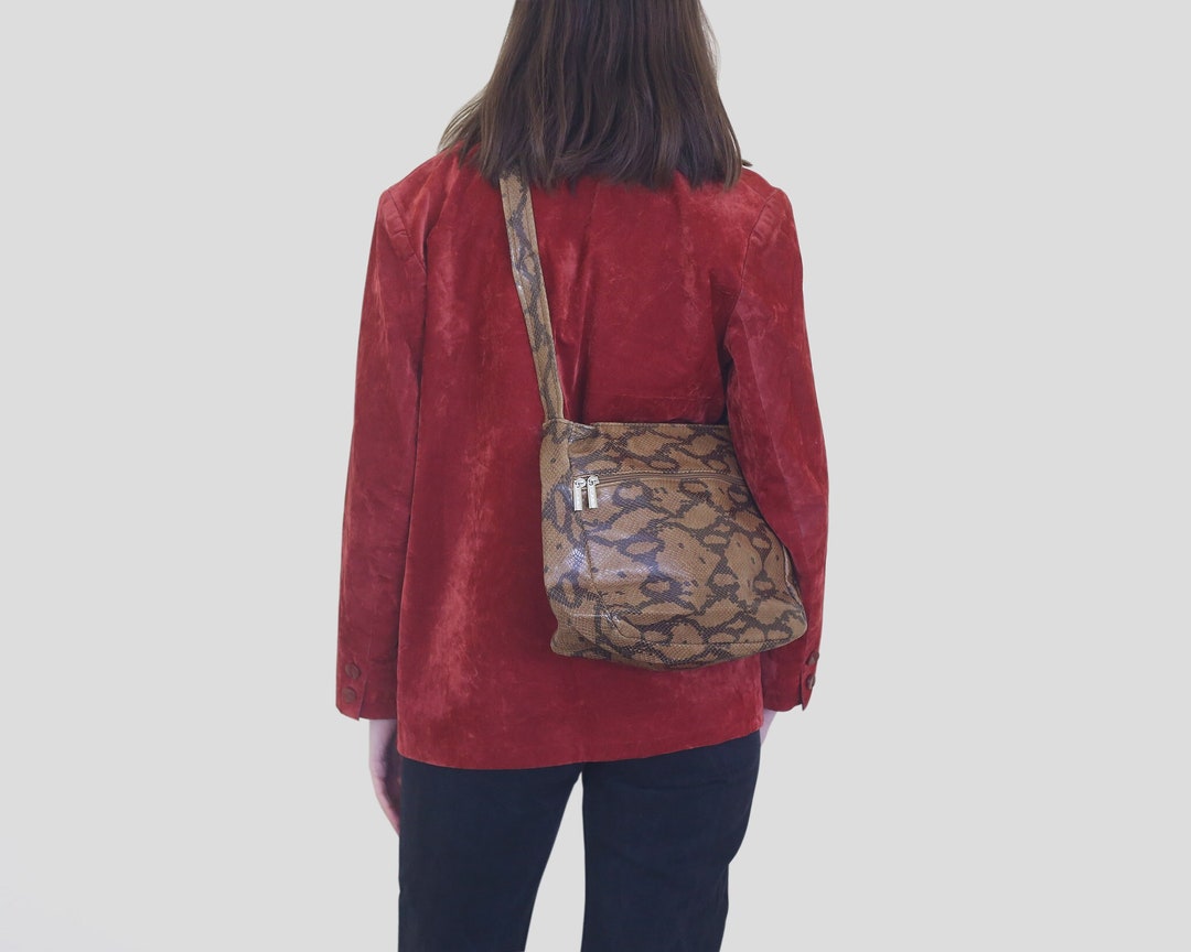 Faux Python Leather Messenger Bag - Etsy