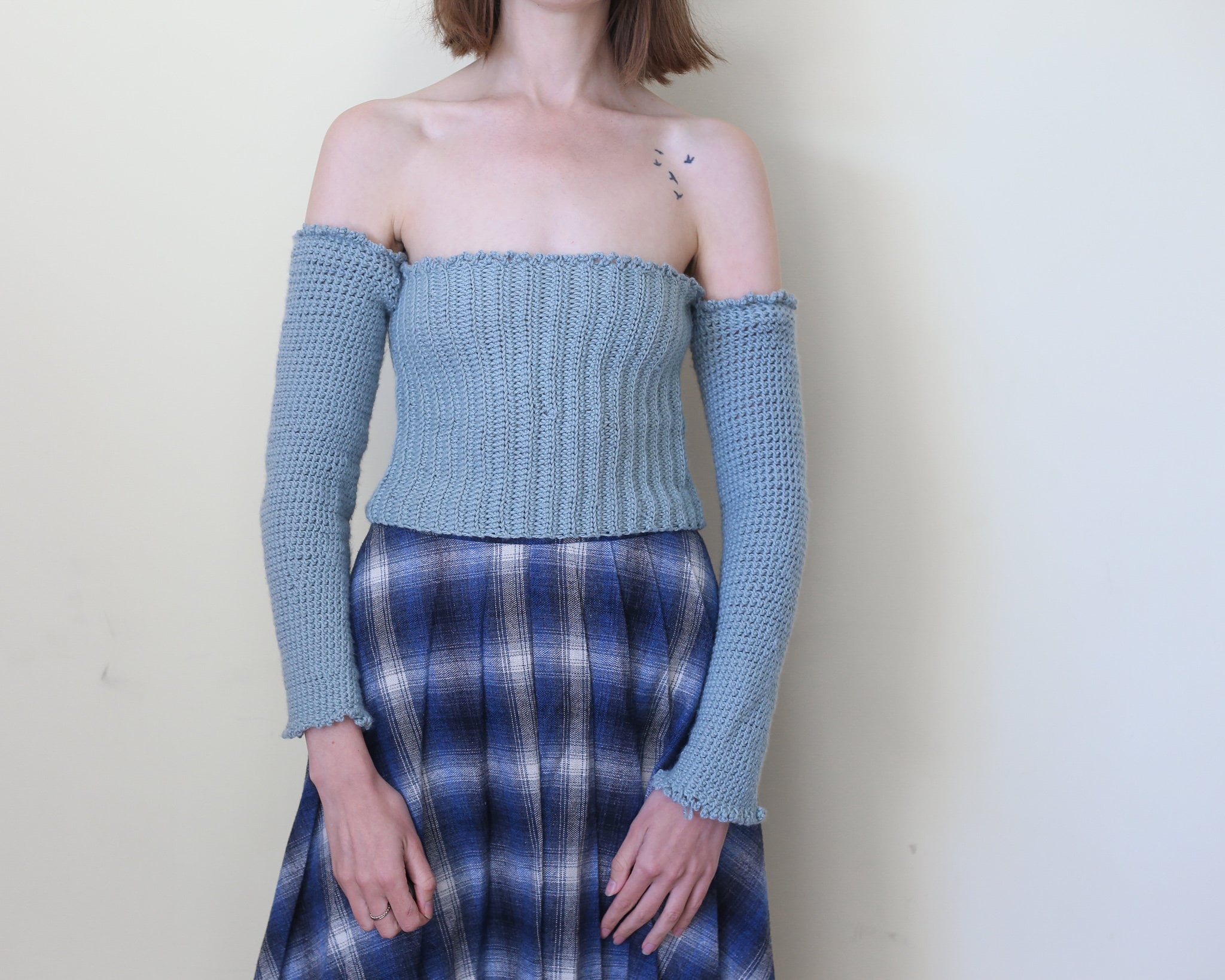 Knitted Tube Top With Sleeves, S-M - Etsy