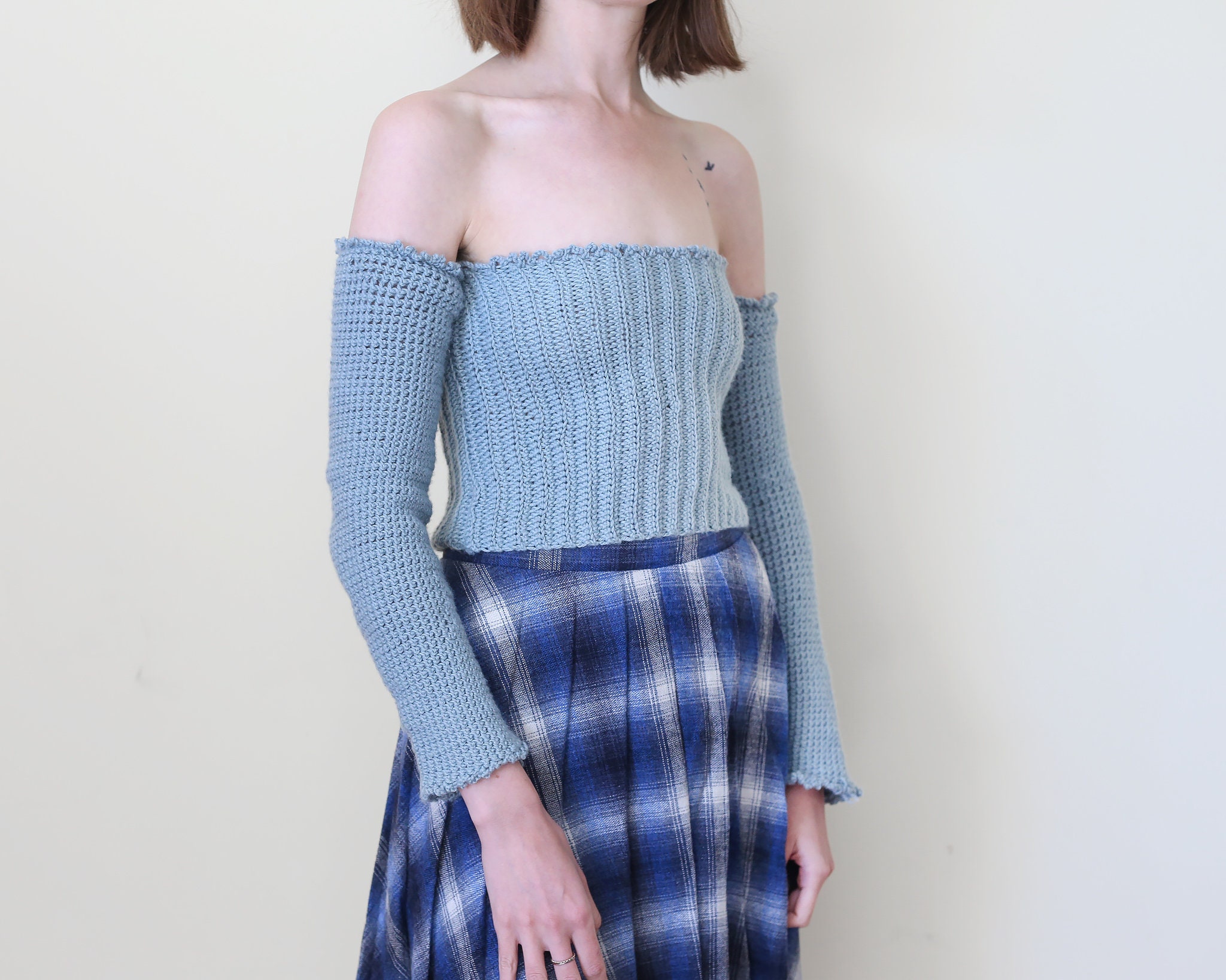 Knitted Tube Top With Sleeves, S-M - Etsy
