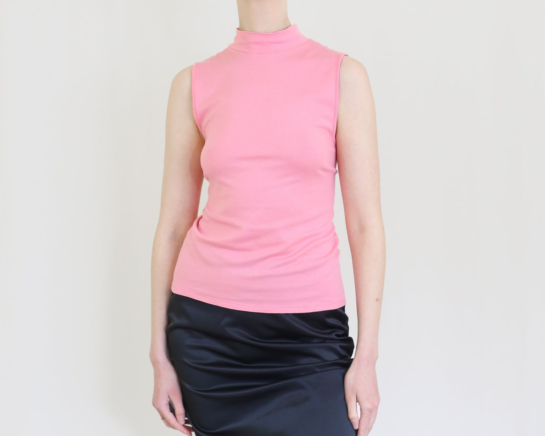Pastel Pink Mockneck Sleeveless Top, M - Etsy