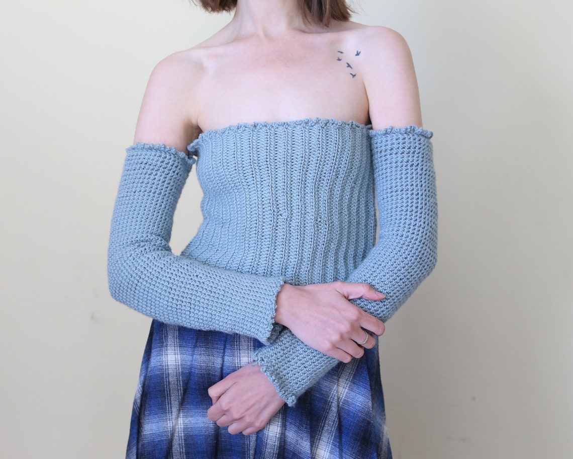 Knitted Tube Top With Sleeves, S-M - Etsy