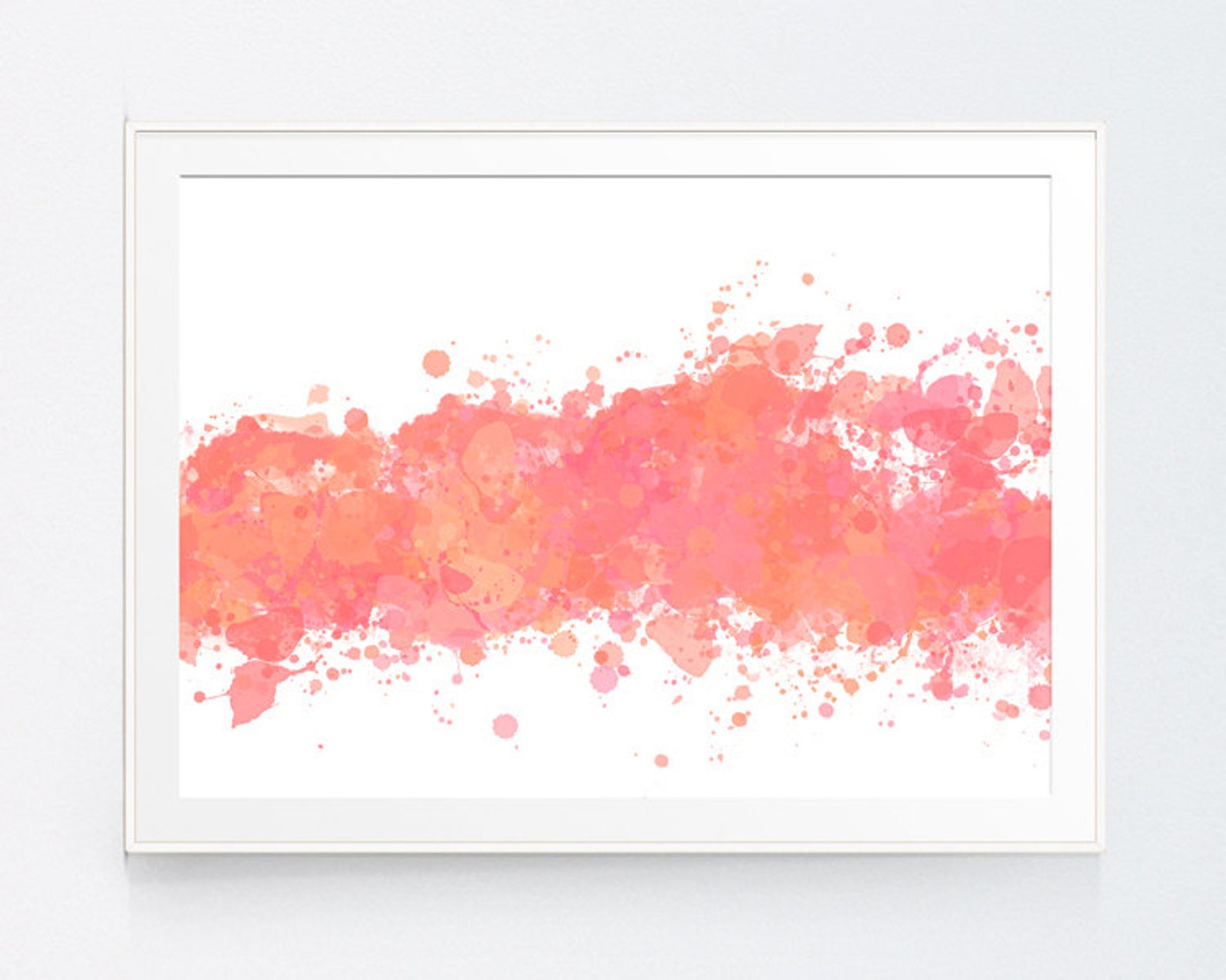 Pink Abstract Coral Abstract Print Peach Watercolor Wall - Etsy