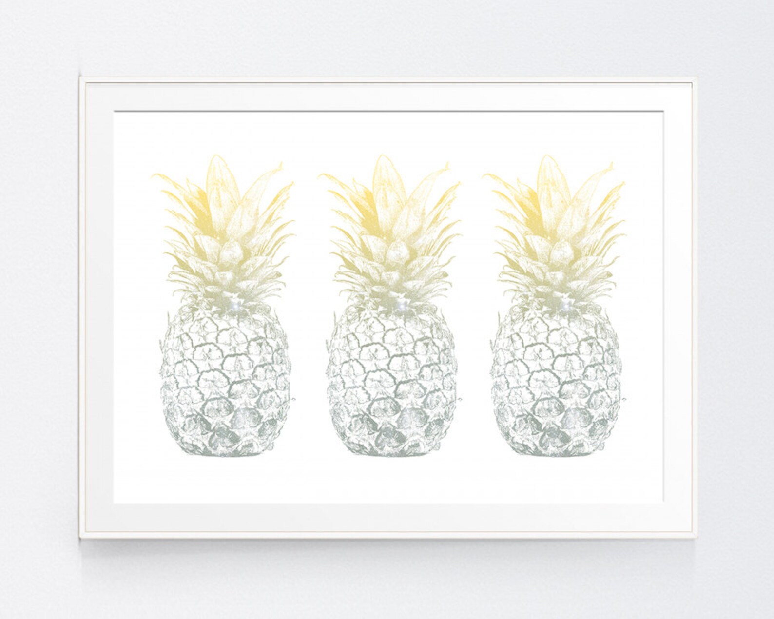 Yellow Grey Pineapple Print Mustard and Gray Wall Art - Etsy