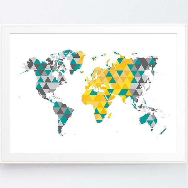 Teal Yellow Gray - Etsy
