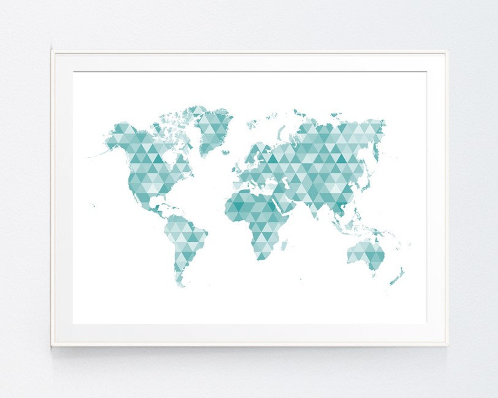 Turquoise World Map World Map Print World Map Art Blue - Etsy México