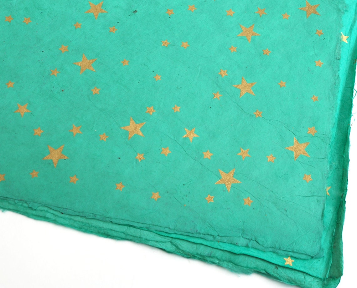 Lokta Wrapping Paper Gold Stars on Hand Made and Fair Trade - Etsy