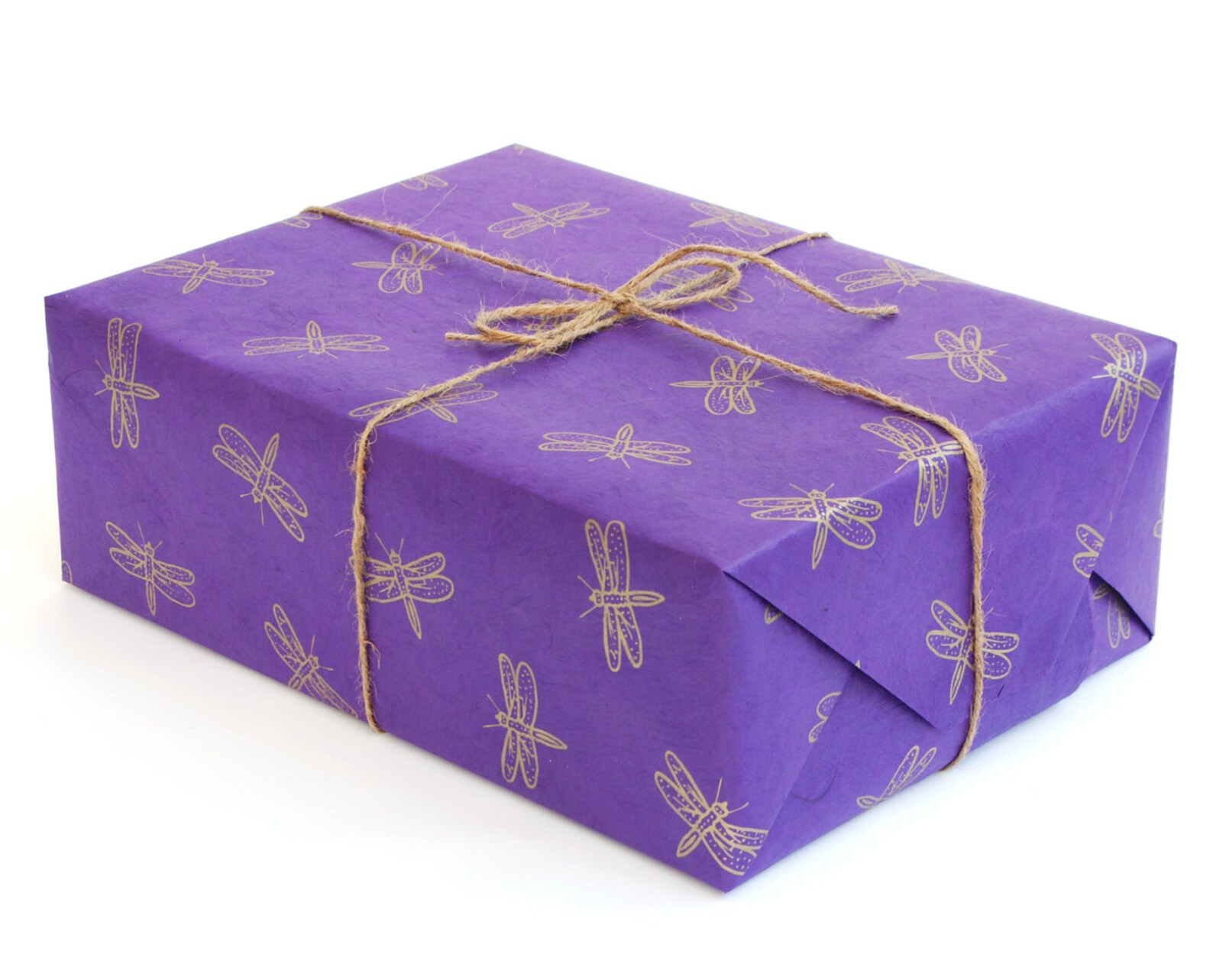 Lokta Wrapping Paper Gold Dragonfly on Purple Dye Hand Made | Etsy